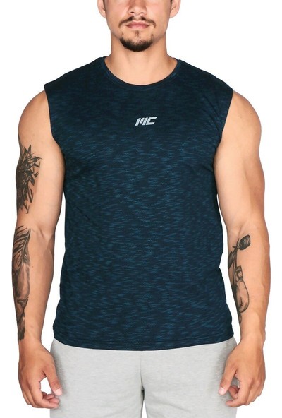 Musclecloth Pro Kolsuz T-Shirt Mavi