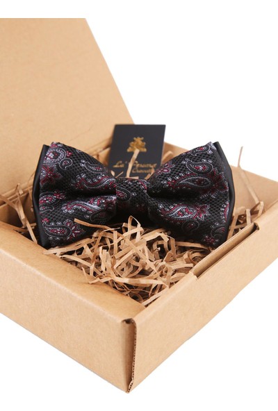 Kravatkolik Siyah Şal Desen Papyon P1450