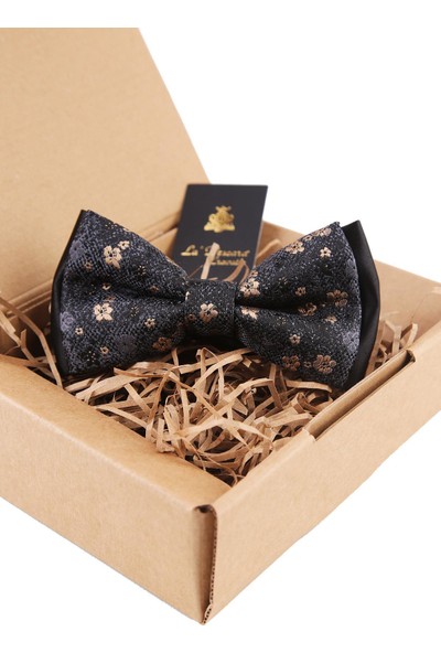 Kravatkolik Füme Çiçek Desen Papyon P1419