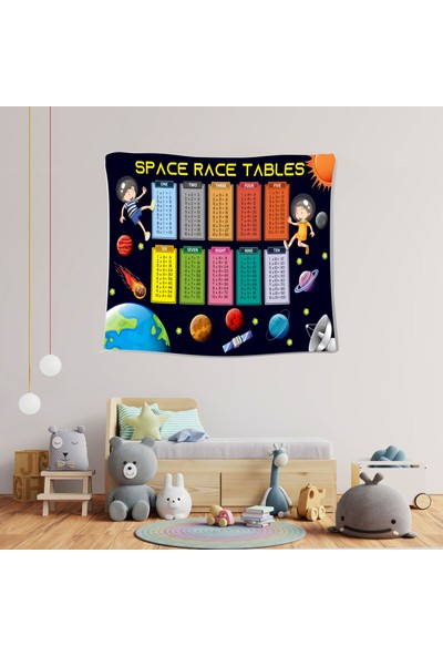 Şen Dekorasyon Uzay Çarpım Tablosu Çocuk Duvar Örtüsü