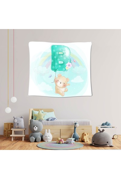 Şen Dekorasyon Harf ve Ayıcık Çocuk Duvar Örtüsü