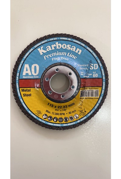 Karbosan Ao Prem. Line Flap Disk 115X22,23MM -60 Kum (10 Lu) Karbosan Ao Prem. Line Flap Disk 115X22,23MM -60 Kum (10 Lu)