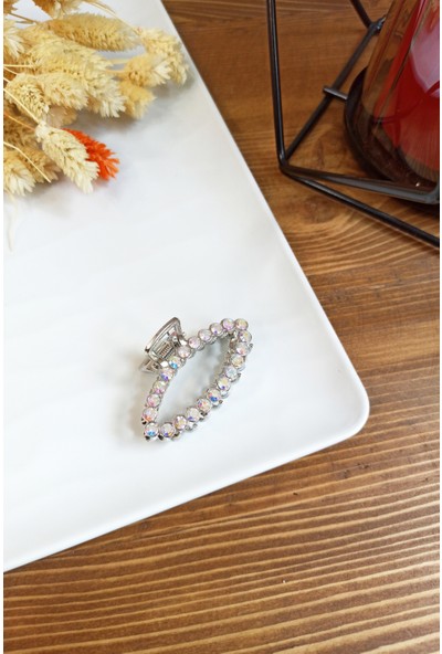 ÇLK Accessories Küçük Taşlı Elips Yanardöner Mandal Toka GÜMÜŞT125
