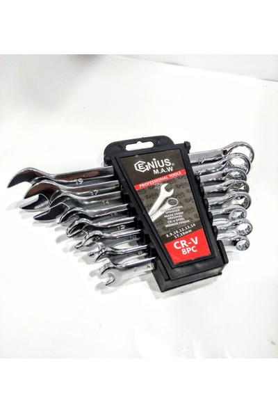 Genius Öztürk Genius 8 Parça Kombine Düz Yıldız Anahtar Takımı 8X19 mm