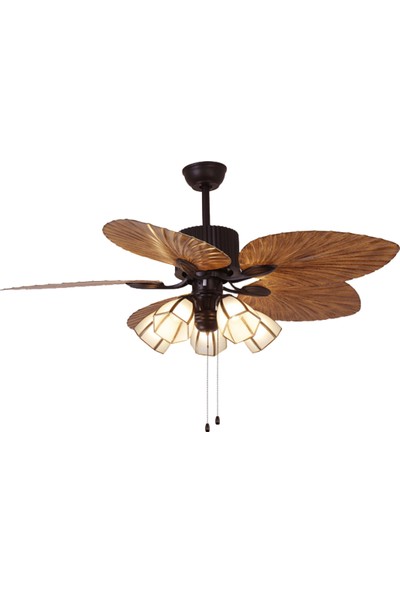 Dekorfan Aydınlatmalı 5 Kanatlı Kahverengi Tavan Vantilatörü DKF-506