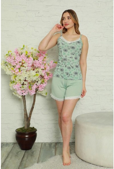 Manolya Dantelli Çiçek Desenli Kadın Pijama Takımı 2465-3 - Mint Mint - Xl Manolya Dantelli Çiçek Desenli Kadın Pijama Takımı 2465-3 - Mint Mint - Xl