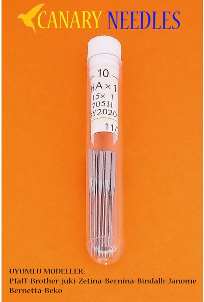 11 Numara Dikiş Makine Iğnesi, (Bir Tüp 10 Adet) 11 Numara Dikiş Makine Iğnesi, (Bir Tüp 10 Adet)