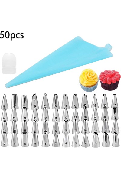 Aref Ticaret 50 Parça Krema Sıkma Torbası Çelik Uçlar Kek Süsleme Aref Ticaret 50 Parça Krema Sıkma Torbası Çelik Uçlar Kek Süsleme