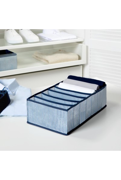 Ocean Home 7 Bölmeli Lacivert Çizgili Çekmece Içi Organizer