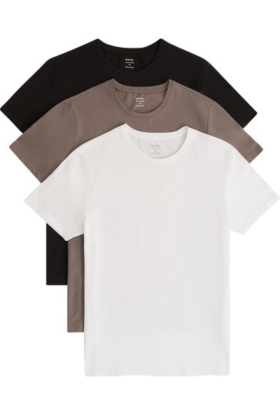 Avva Erkek Siyah-Beyaz-Antrasit 3'lü Bisiklet Yaka Düz T-Shirt E001010 Avva Erkek Siyah-Beyaz-Antrasit 3'lü Bisiklet Yaka Düz T-Shirt E001010