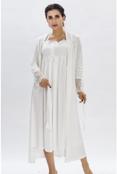 Mina Misimina 2115 Bayan Ekru Gecelik Sabahlık Takımı Barina