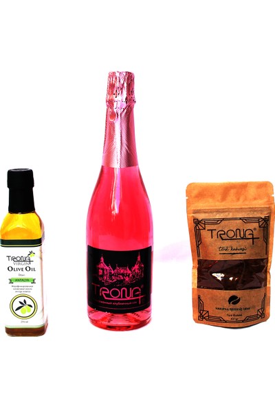 Trona Zeytinyağı,çilekli Alkolsüz Şampanya,türk Kahvesi 3'lü Set Trona Zeytinyağı,çilekli Alkolsüz Şampanya,türk Kahvesi 3'lü Set