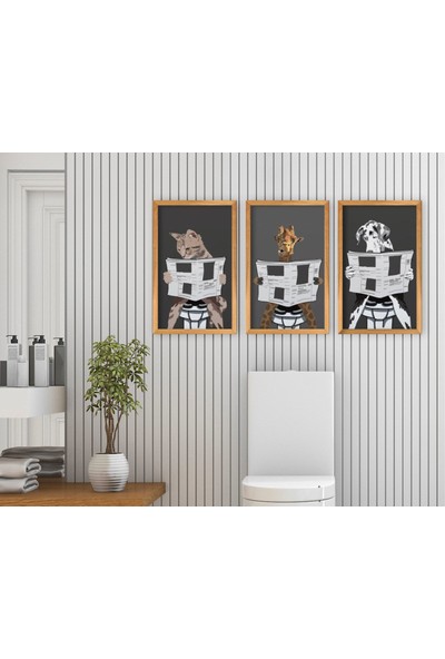Bk Gift Tuvalet 3'lü El Yapımı Ahşap Çerçeveli Tablo-3