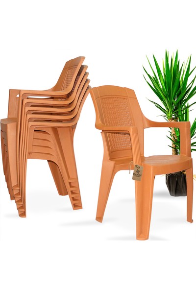 Bahex Sağlam Plastik Rattan Kollu Bahçe Sandalyesi 6 Adet Bahex Sağlam Plastik Rattan Kollu Bahçe Sandalyesi 6 Adet