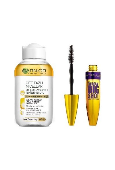 Garnier Maybelline Colossal Big Shot Black Mascara+Garnier Micellar Makyaj Temizleme Suyu 100 Ml Garnier Maybelline Colossal Big Shot Black Mascara+Garnier Micellar Makyaj Temizleme Suyu 100 Ml