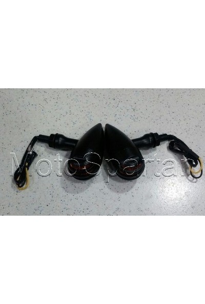 Tümopar Chopper Motosiklet Sinyal Takımı Swn139 Siyah - Kafesli - Metal [Sarı Şık]