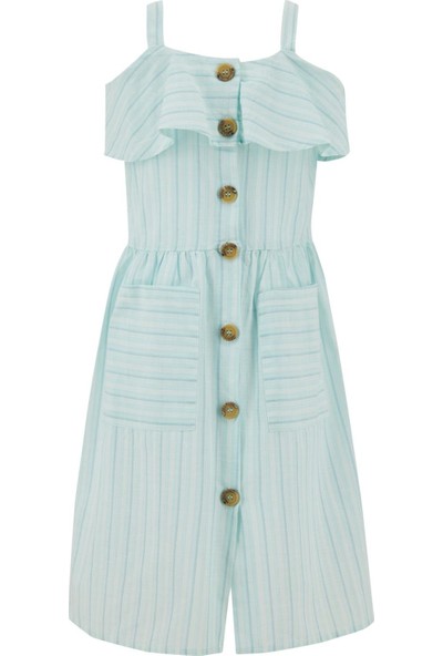 Defacto Kız Çocuk Çizgi Desenli Askılı Dokuma Elbise T2590A621SP