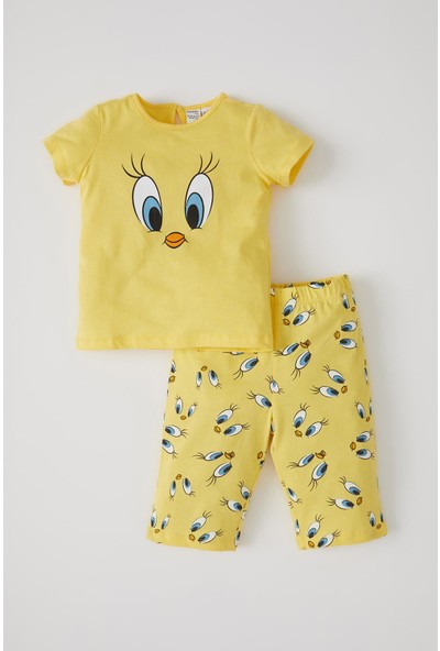 Defacto Kız Bebek Tweety Lisanslı Kısa Kol Pamuklu Pijama Takımı U2305A221SP