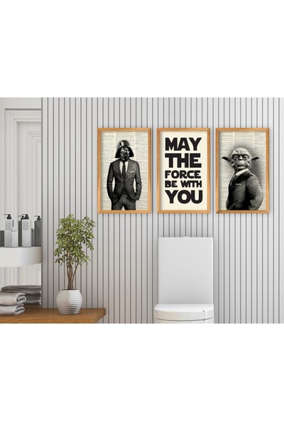 Bk Home Tuvalet 3'lü El Yapımı Ahşap Çerçeveli Tablo-6 Bk Home Tuvalet 3'lü El Yapımı Ahşap Çerçeveli Tablo-6