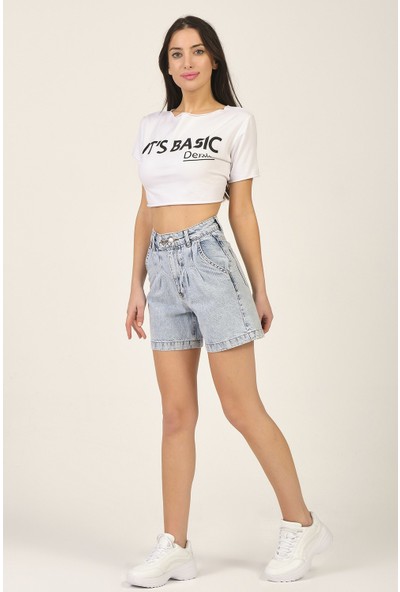 Its Basic Kadın Snow Kot Rengi Önü Pileli Çift Düğme Yüksek Bel Şort Its Basic Kadın Snow Kot Rengi Önü Pileli Çift Düğme Yüksek Bel Şort