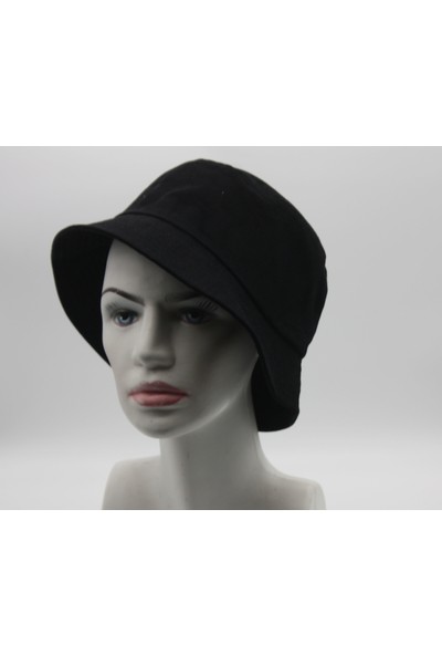 Şapkadan Düz Siyah Kova Şapka Balıkçı Şapka Bucket Hat