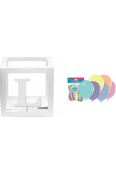 Azfahomestore Şeffaf Kutu ve Harf Beyaz + Balon Seti Azfahomestore Şeffaf Kutu ve Harf Beyaz + Balon Seti