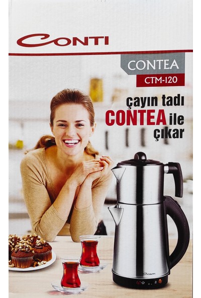 Conti Contea Paslanmaz Çelik Inox Çay Makinesi 1500W Yeni Kasa Conti Contea Paslanmaz Çelik Inox Çay Makinesi 1500W Yeni Kasa