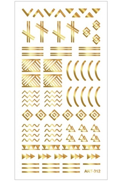 Artikel Etnik Çizgiler Metalik Tırnak Sticker, Nail Sticker, Nail Art