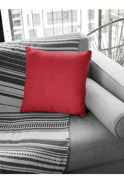 Nar Homes Çift Taraflı Dekoratif Kırlent Kılıfı Düz Renk 43 x 43 cm Kırmızı