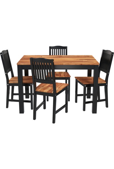 INTERBUILD REAL WOOD Swoppmokk Yemek Takımı 4 Sandalyeli 1 Masa, Akasya, Yağlı / Siyah Boyalı INTERBUILD REAL WOOD Swoppmokk Yemek Takımı 4 Sandalyeli 1 Masa, Akasya, Yağlı / Siyah Boyalı