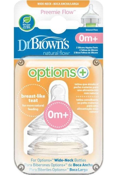Dr Brown's 2'li Prematüre Silikon Geniş Ağız Biberon Emziği Dr Brown's 2'li Prematüre Silikon Geniş Ağız Biberon Emziği