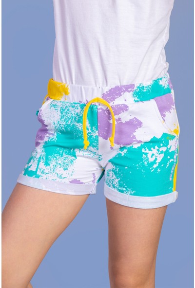 Toontoy Kids Kids Kız Çocuk Batik Desenli Iki Yanı Cepli Şort