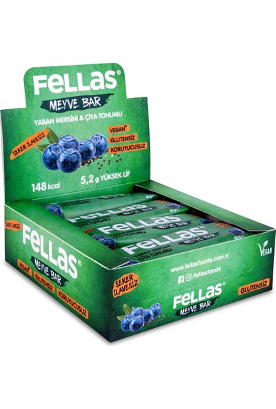Fellas Meyve Bar - Chia ve Yaban Mersini 40 gr x 12 Adet Fellas Meyve Bar - Chia ve Yaban Mersini 40 gr x 12 Adet