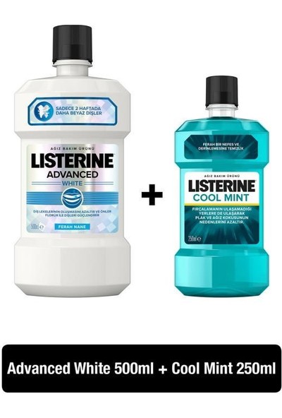 Listerine Advanced White 500 ml +250 ml Cool Mint Listerine Advanced White 500 ml +250 ml Cool Mint
