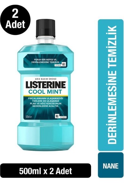 Listerine Cool Mint Ağız Suyu 500ML + 500 ml Listerine Cool Mint Ağız Suyu 500ML + 500 ml