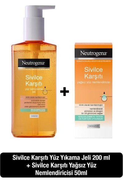 Neutrogena Sivilce Karşıtı Temizleme Jeli 150 Ml+Nemlendirici 50 ml