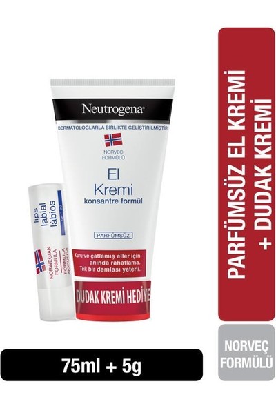 Neutrogena Parfümsüz El Kremi + Dudak Nemlendirici Hediyeli
