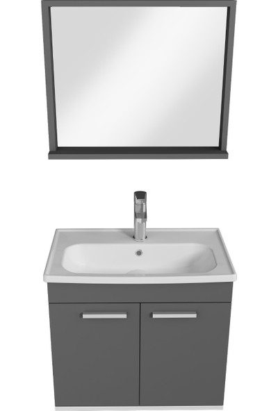 Ece Banyo Rubino Banyo Dolabı Beyaz - Antrasit 60 cm