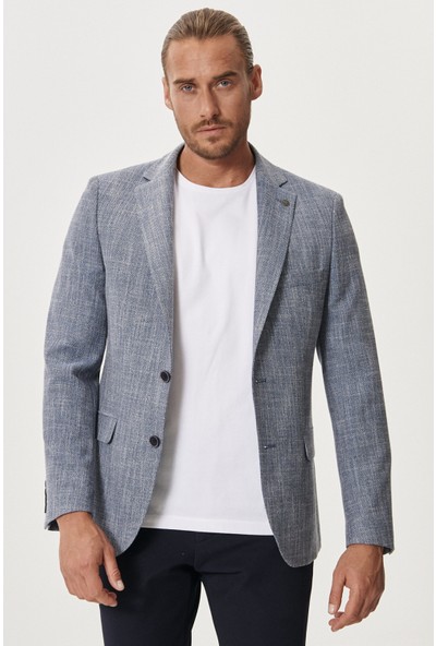 ALTINYILDIZ CLASSICS Slim Fit Dar Kesim Mono Yaka Desenli Casual Ceket