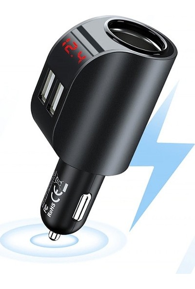 Floveme 3.1A Çift USB Dijital Ekran Araba Çakmaklık Şarj Cihazı Floveme 3.1A Çift USB Dijital Ekran Araba Çakmaklık Şarj Cihazı