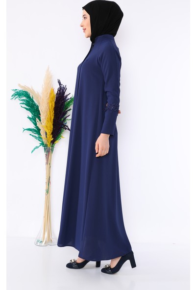 Zeynep Tesettür Pilise Düz Kol Model - Indigo Mavi