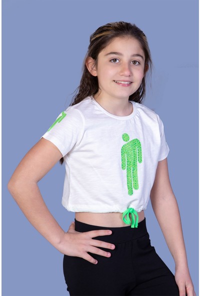 Toontoy Kids Toontoy Kız Çocuk Crop Model Baskılı Taş Işlemeli Tişört Toontoy Kids Toontoy Kız Çocuk Crop Model Baskılı Taş Işlemeli Tişört