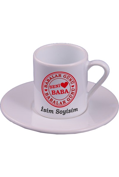Kisiye Özel Türk Kahvesi Fincanı Babalar Günün Kutlu Olsun Desenli Kisiye Özel Türk Kahvesi Fincanı Babalar Günün Kutlu Olsun Desenli