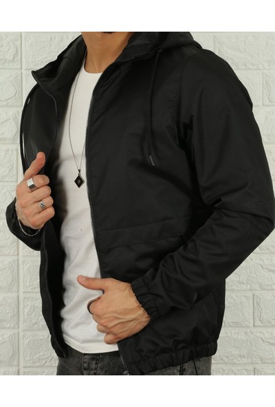 Prifaldi Erkek Slim Fit Siyah Su ve Rüzgar Geçirmez Mevsimlik Ceket