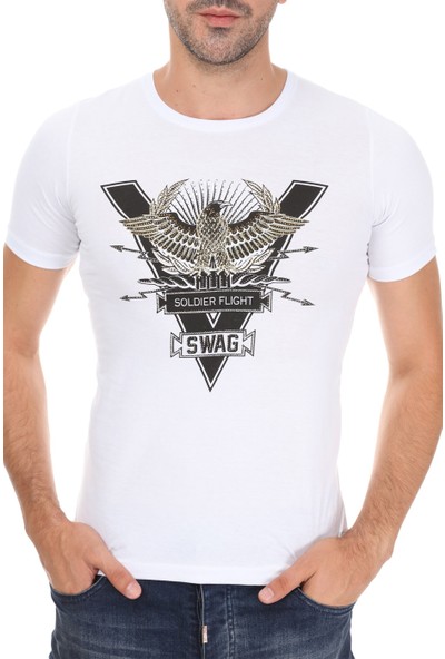 Ghassy Co. Erkek Kartal Baskılı Outdoor Tshirt