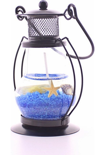 Deco Elit Mavi Gemici Feneri Kandil Şeklinde Dekoratif Jel Mum