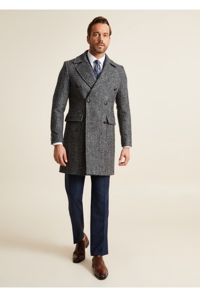 Bisse Regular Fit Platinum Kruvaze Palto