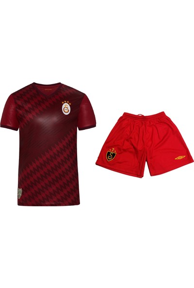 Galatasaray Lisanslı Omuz Omuza Çocuk Tshirt Kırmızı Umbro Şort Takım