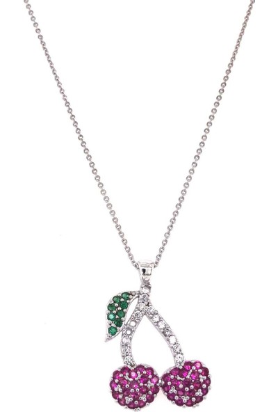 Hayalevi Consept Kiraz Figürlü Zirkon Kolye Gümüş Renk