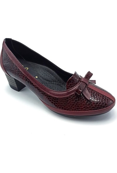 Beety Bordo Kalın Topuk Kadın Ayakkabı